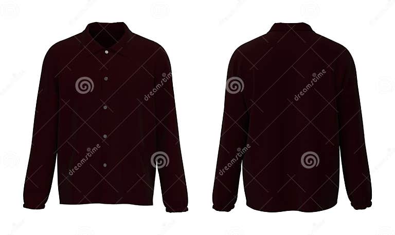Blank Coach Jacket Mockup in Front and Back Views, 3d Illustration ...
