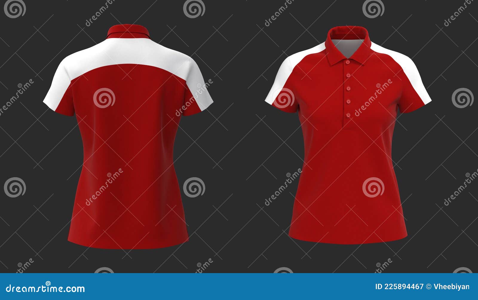 Blank Collared Shirt Mockup, Front and Back Views Stock Illustration ...