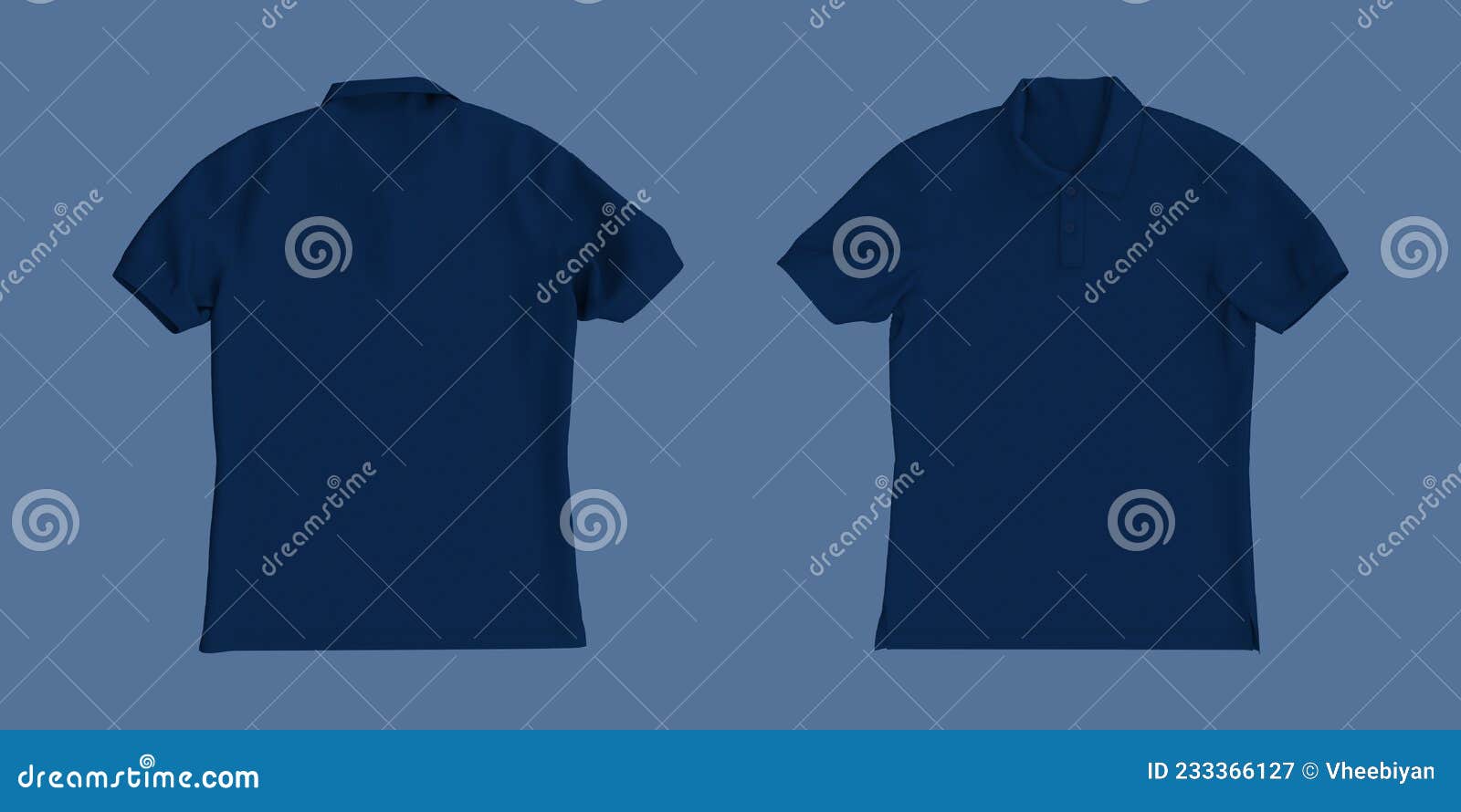Blank Collared Shirt Mockup, Front and Back Views Stock Illustration ...