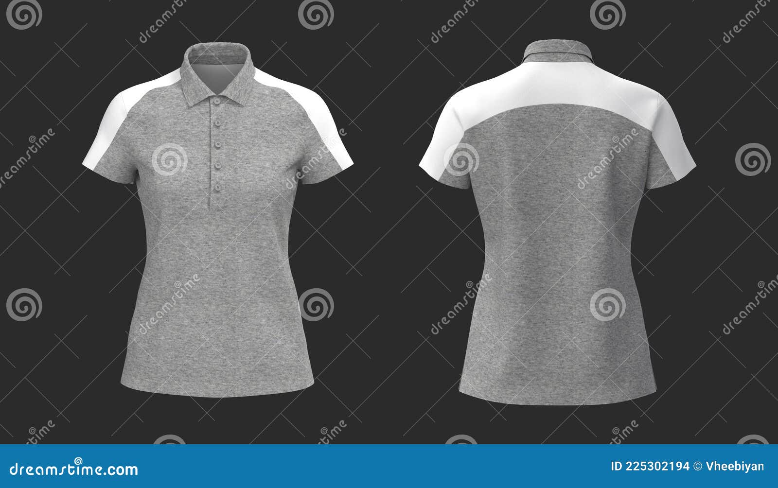 Blank Collared Shirt Mockup in Front and Back Views Stock Illustration ...