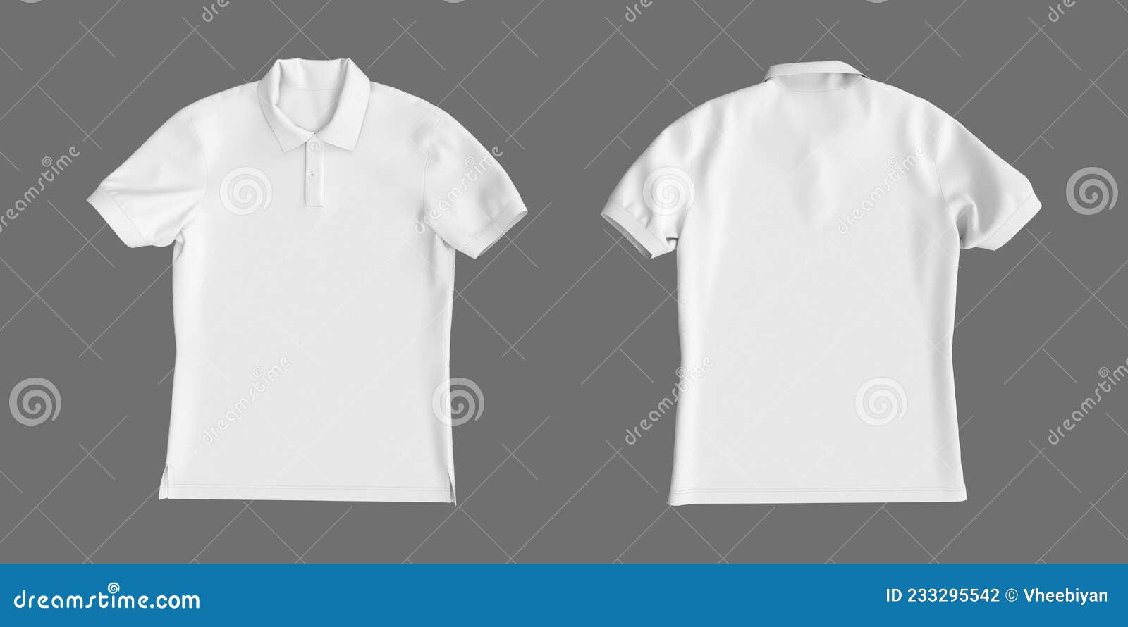 Blank Collared Shirt Mockup, Front and Back Views Stock Illustration ...