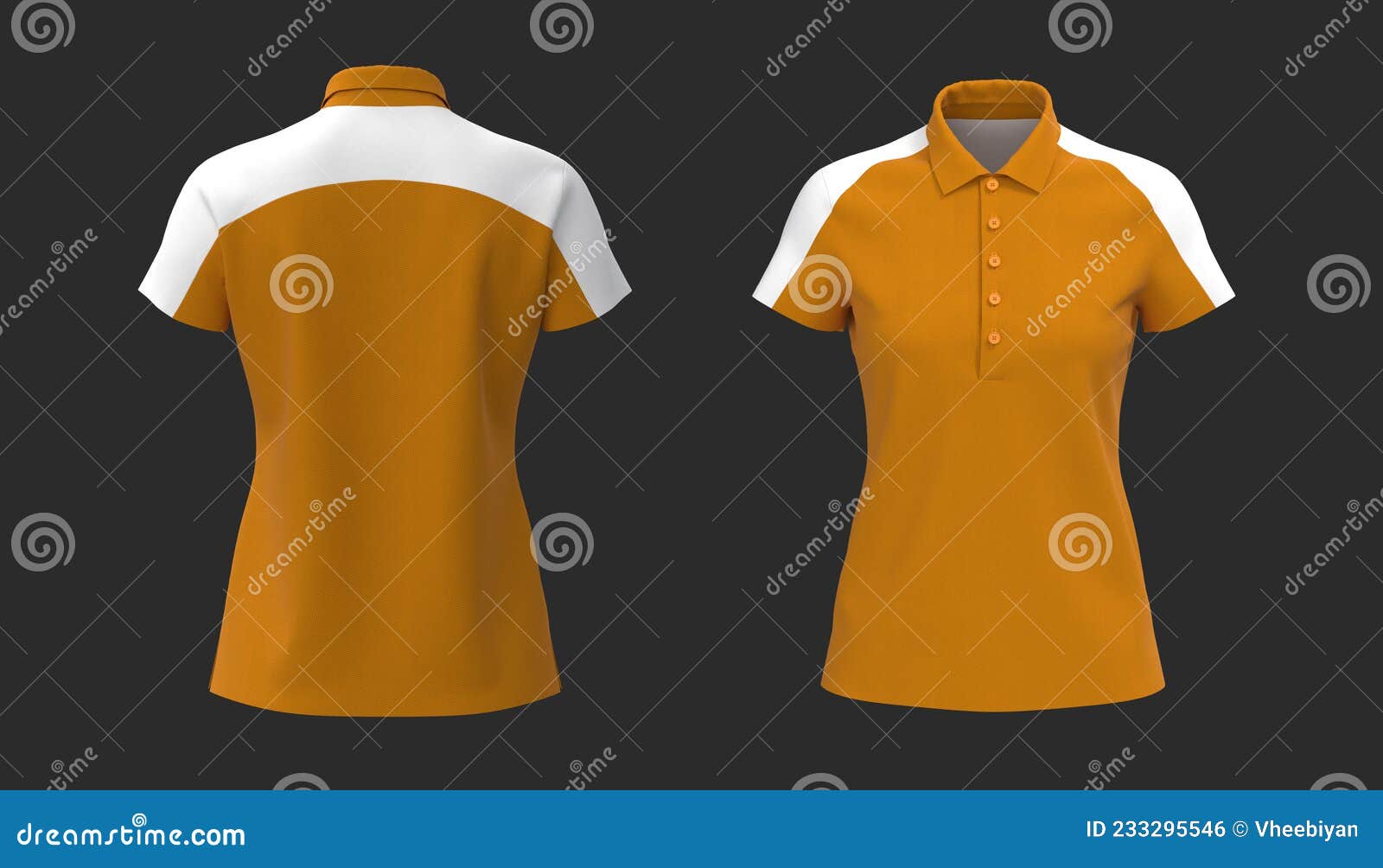 Blank Collared Shirt Mockup, Front and Back Views Stock Illustration ...