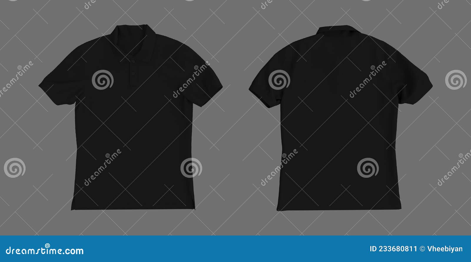 Blank Collared Shirt Mockup, Front, And Back Views Stock Illustration ...