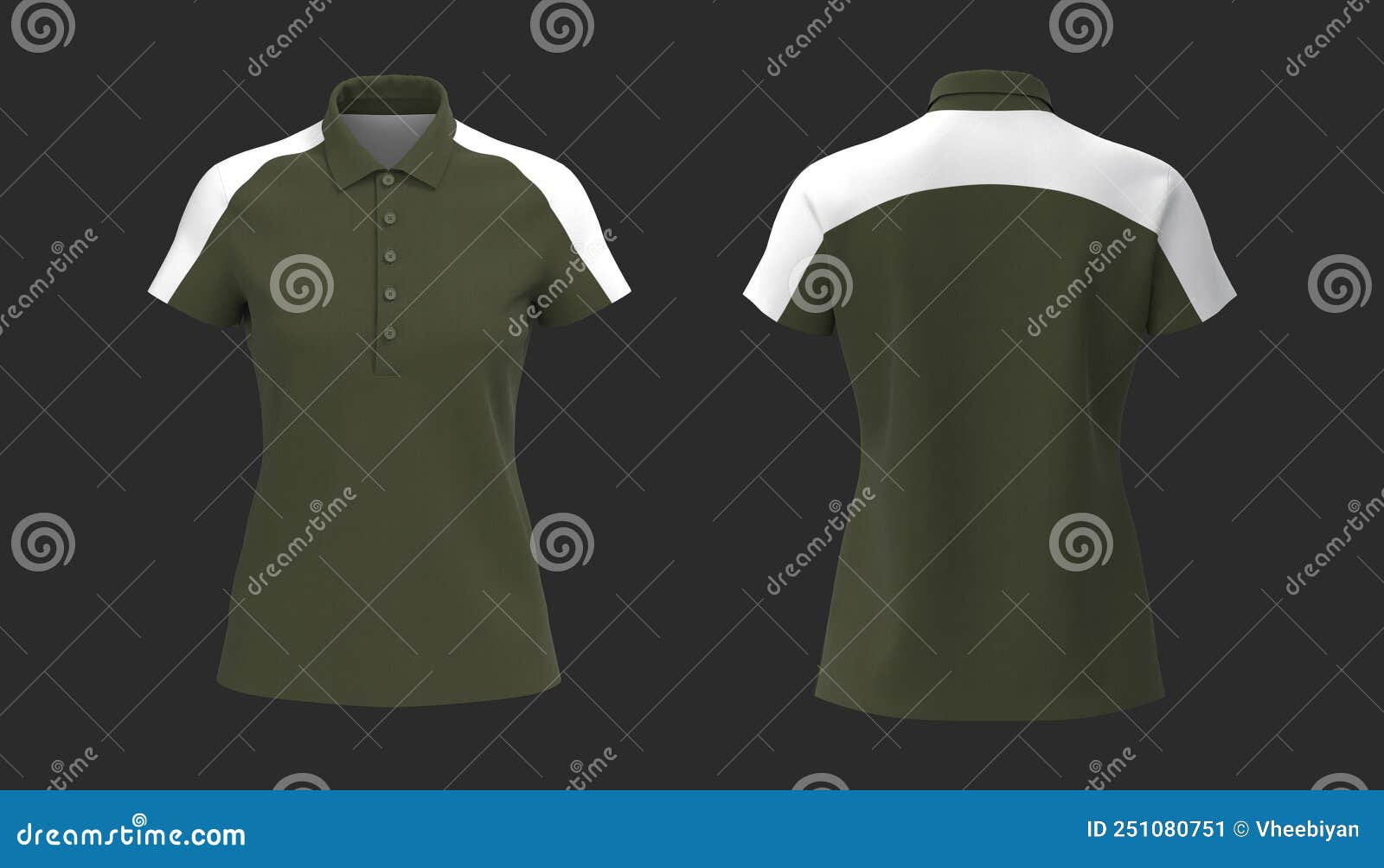 Blank Collared Shirt Mockup, Front and Back Views Stock Illustration ...