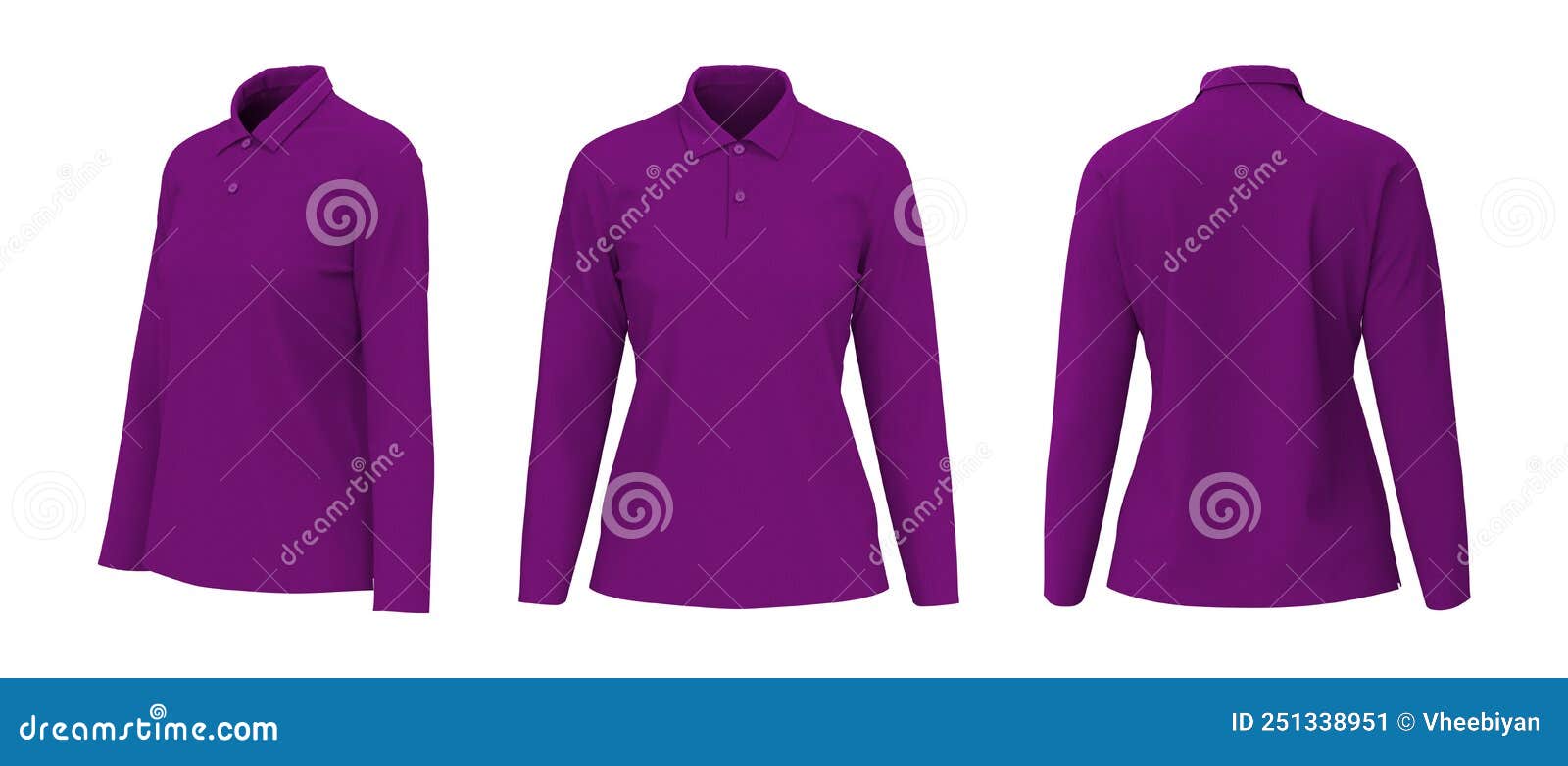 Blank Collared Shirt Mockup, Front, Side and Back Views, Tee Design ...