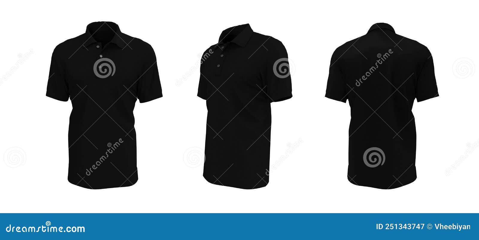 Blank Collared Shirt Mockup, Front, Side and Back Views, Tee Design ...
