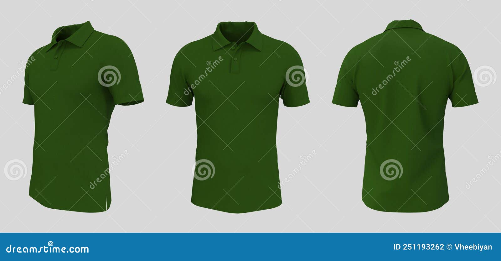 Blank Collared Shirt Mockup, Front, Side and Back Views, Tee Design ...