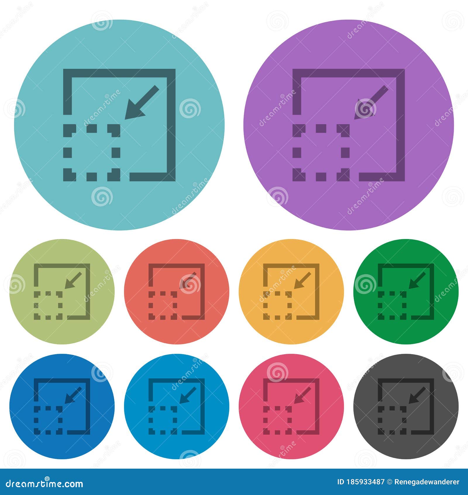 Minimize Element White Icons In Round Glossy Buttons On Black ...