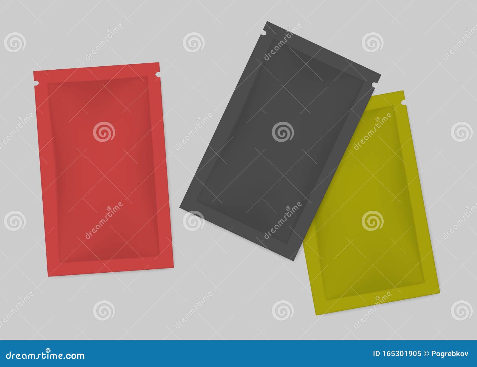 Blank Color Sachet Packet Set, Realistic Vector Illustration. Small ...