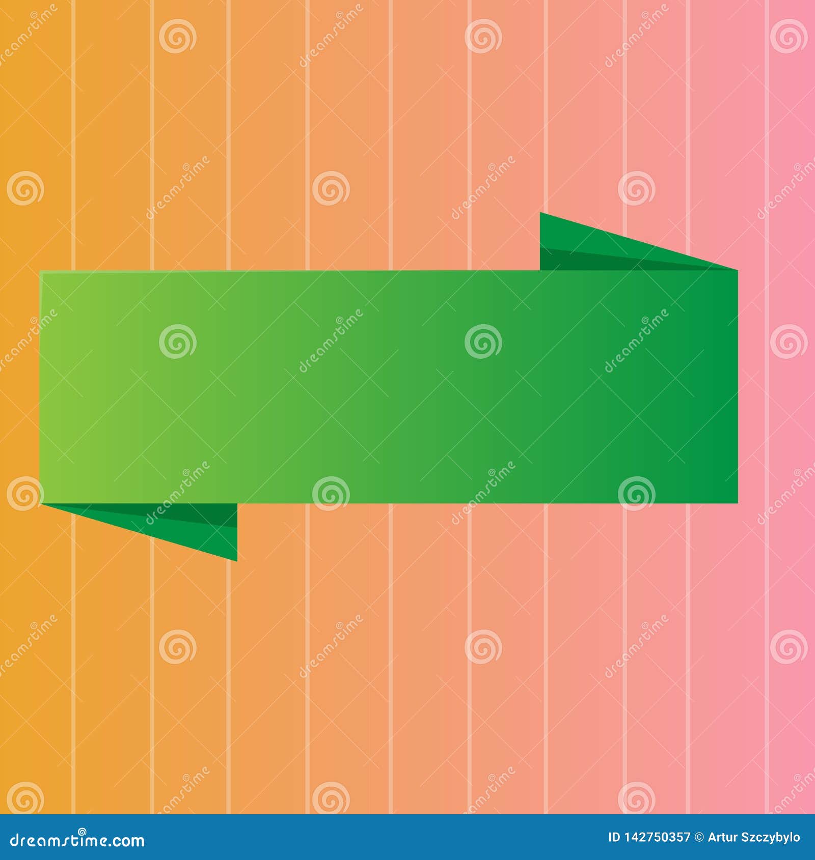 Blank Color Strip Folding Backwards at Both Ends. Horizontal Pleated ...