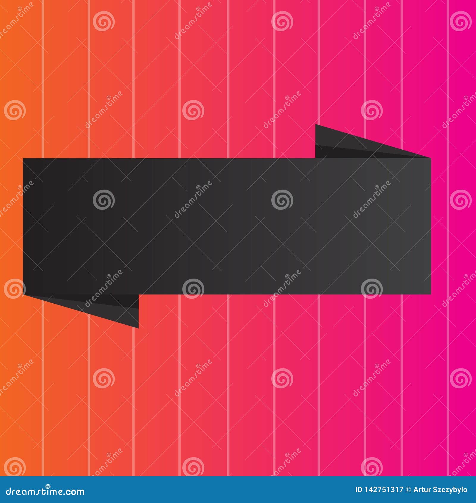 Blank Color Strip Folding Backwards at Both Ends. Horizontal Pleated ...