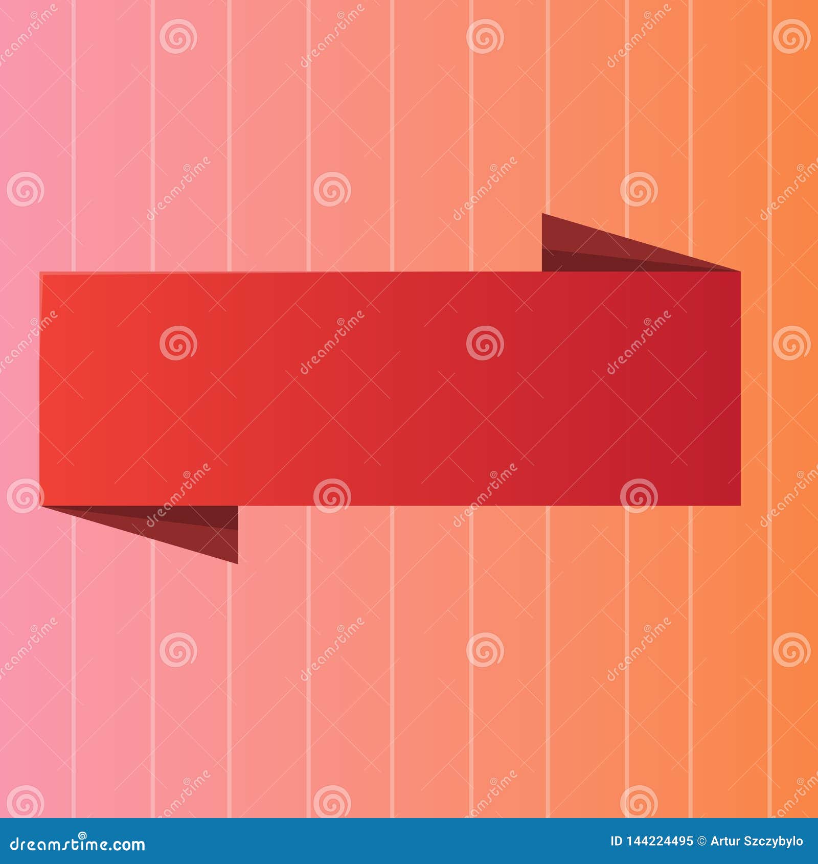 Blank Color Strip Folding Backwards at Both Ends. Horizontal Pleated ...