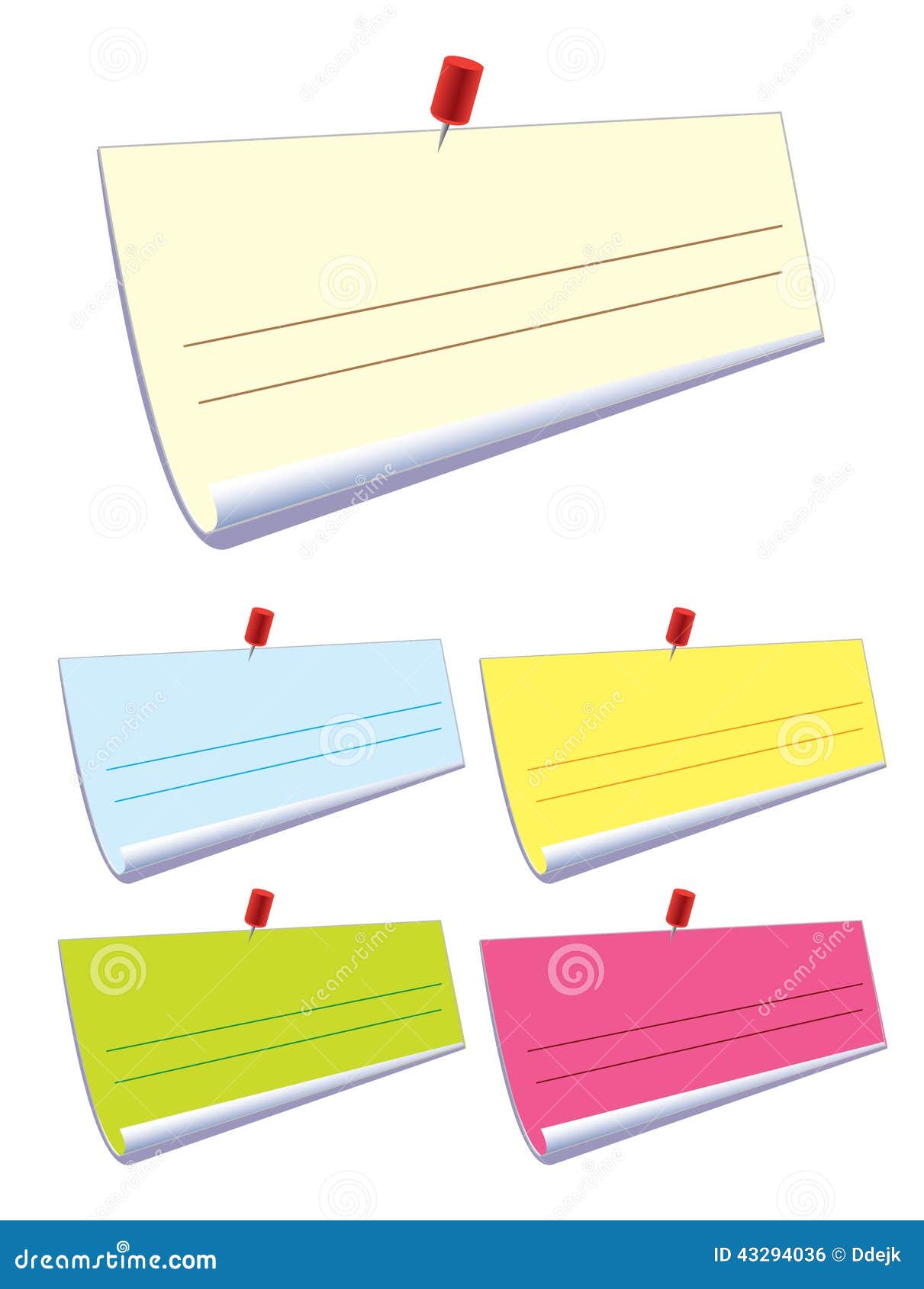 Blank Colored Notes and Pins Stock Illustration - Illustration of ...