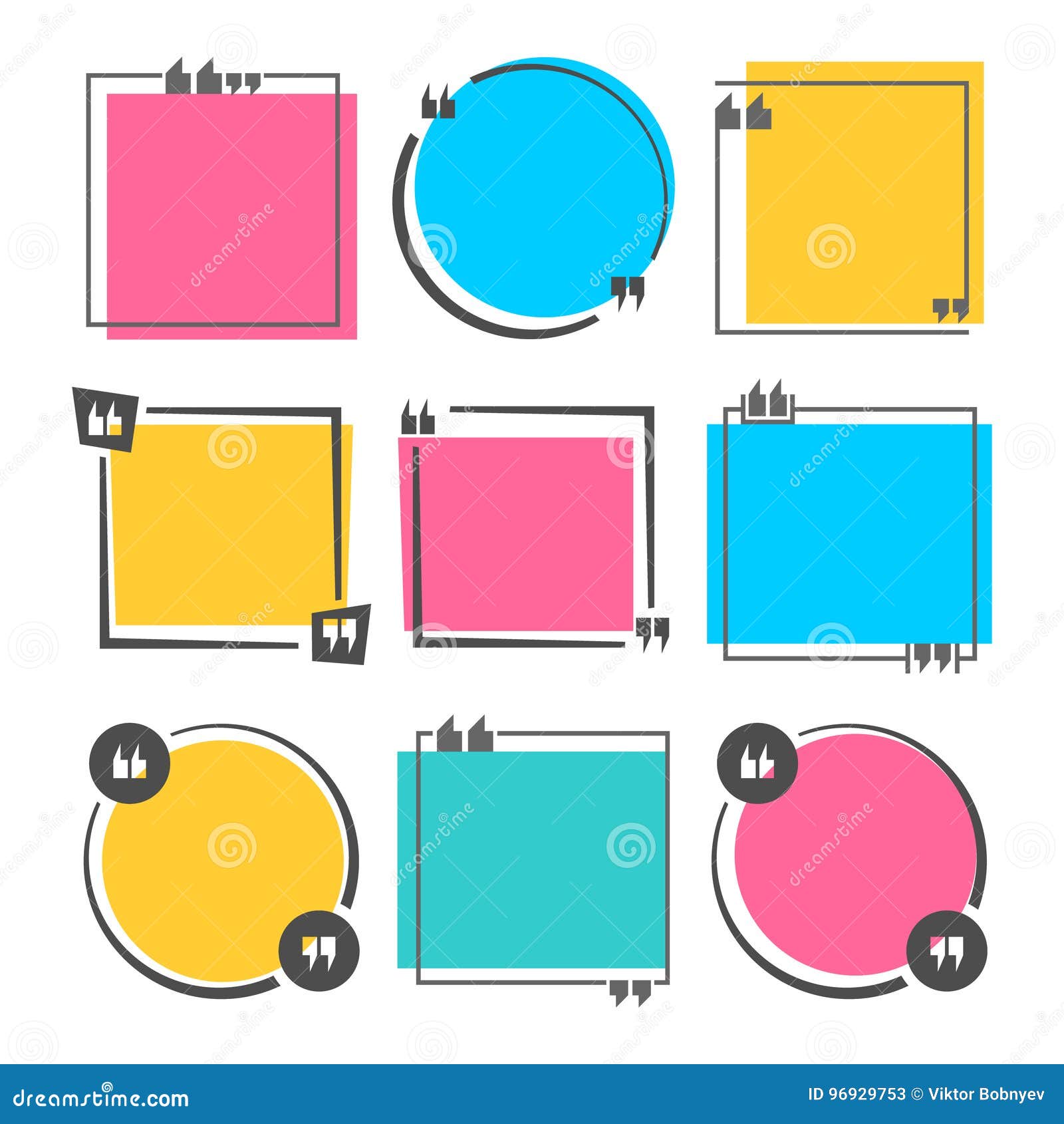 Blank Colored Quote Square Template Stock Vector - Illustration of ...