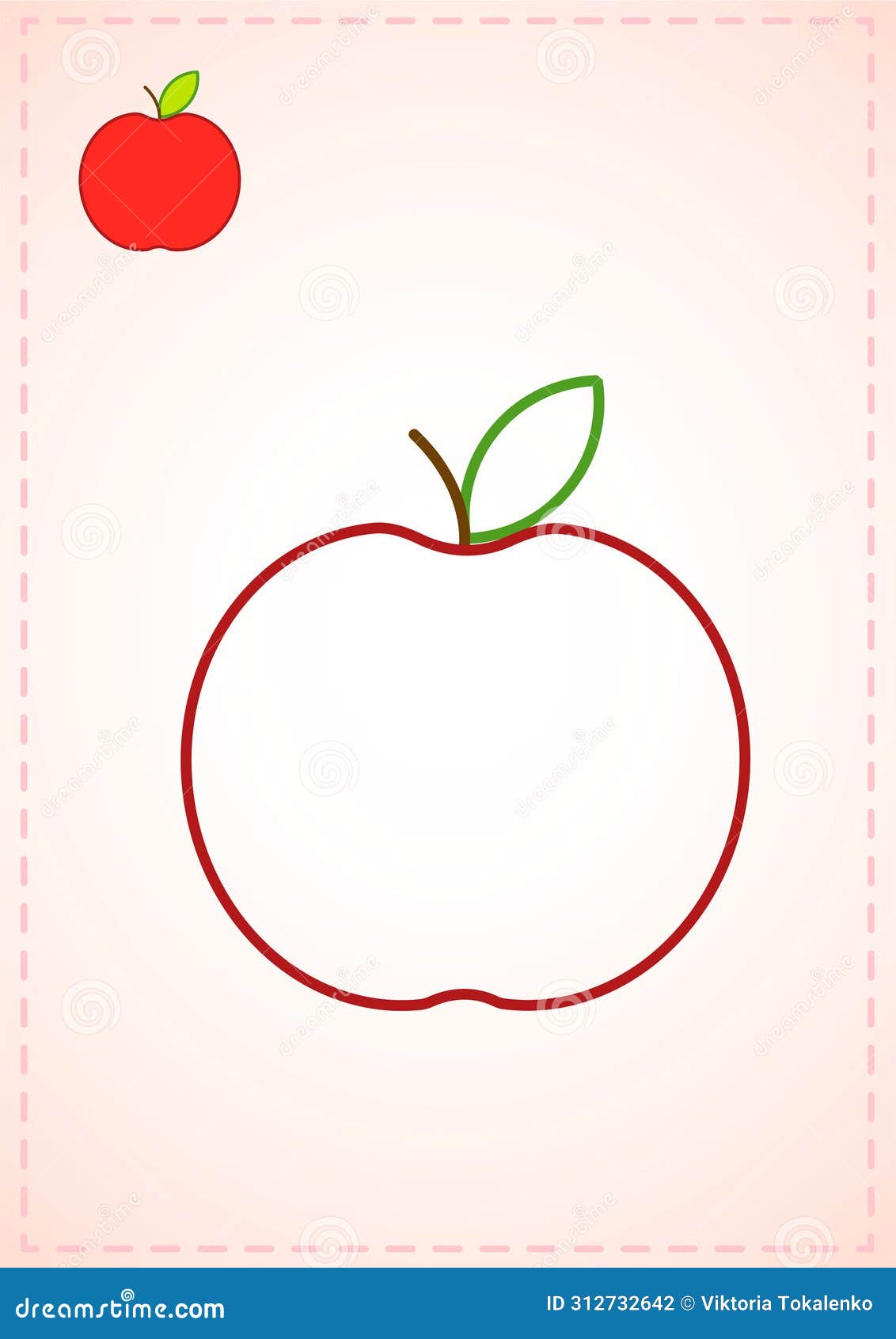 Blank Coloring Page Apple Colored Layout Illustration Stock Vector ...