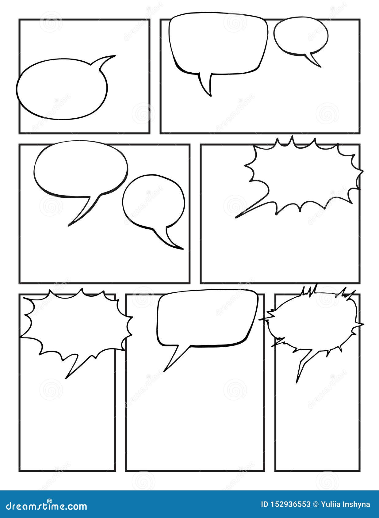 Blank Comic Book, Mock Up with Empty Speech Bubbles Stock Vector ...