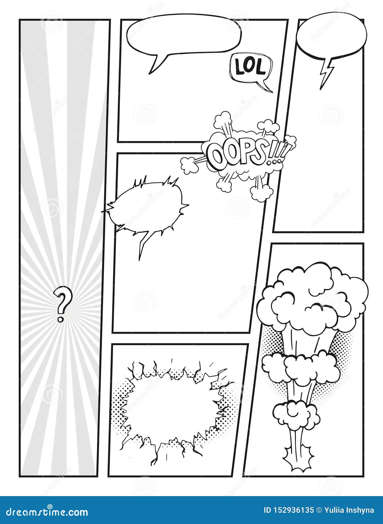 Blank Comic Book, Mock Up with Empty Speech Bubbles Stock Vector ...