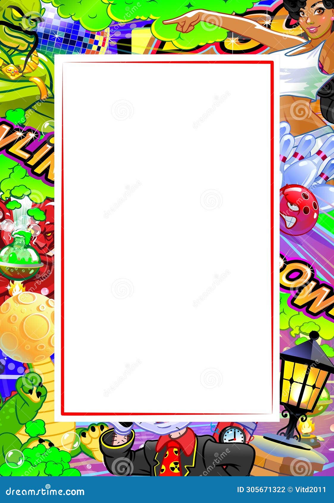 Blank Comic Frame for Information. Comic with Characters. Vector ...