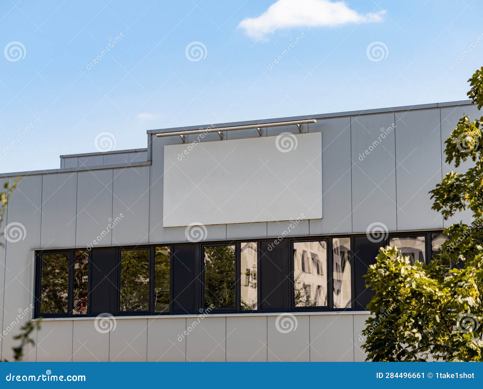 Blank Company Signboad on an Industry Building Stock Image - Image of ...