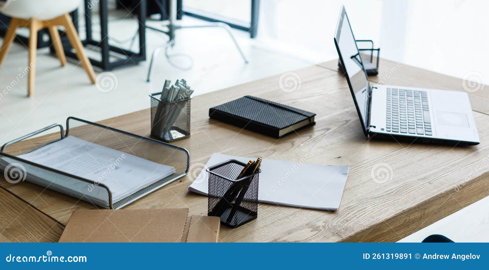 Blank Computer Desktop with Keyboard, Diary and Other Accesories on ...