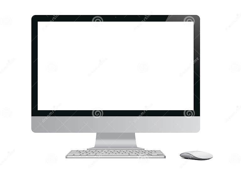 Modern Computer with Blank Screen. Stock Vector - Illustration of ...
