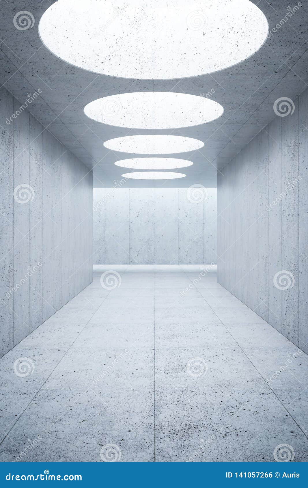 Modern Concrete Space Interior, 3d Rendering Stock Illustration ...