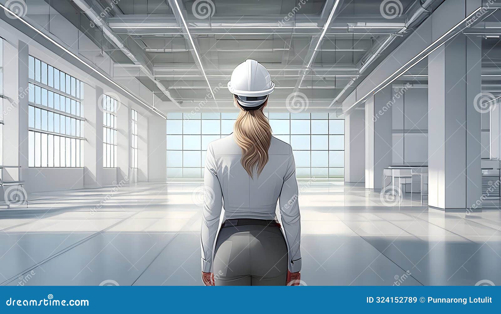 Construction Manager-architect in an Empty Office Space on Generative ...