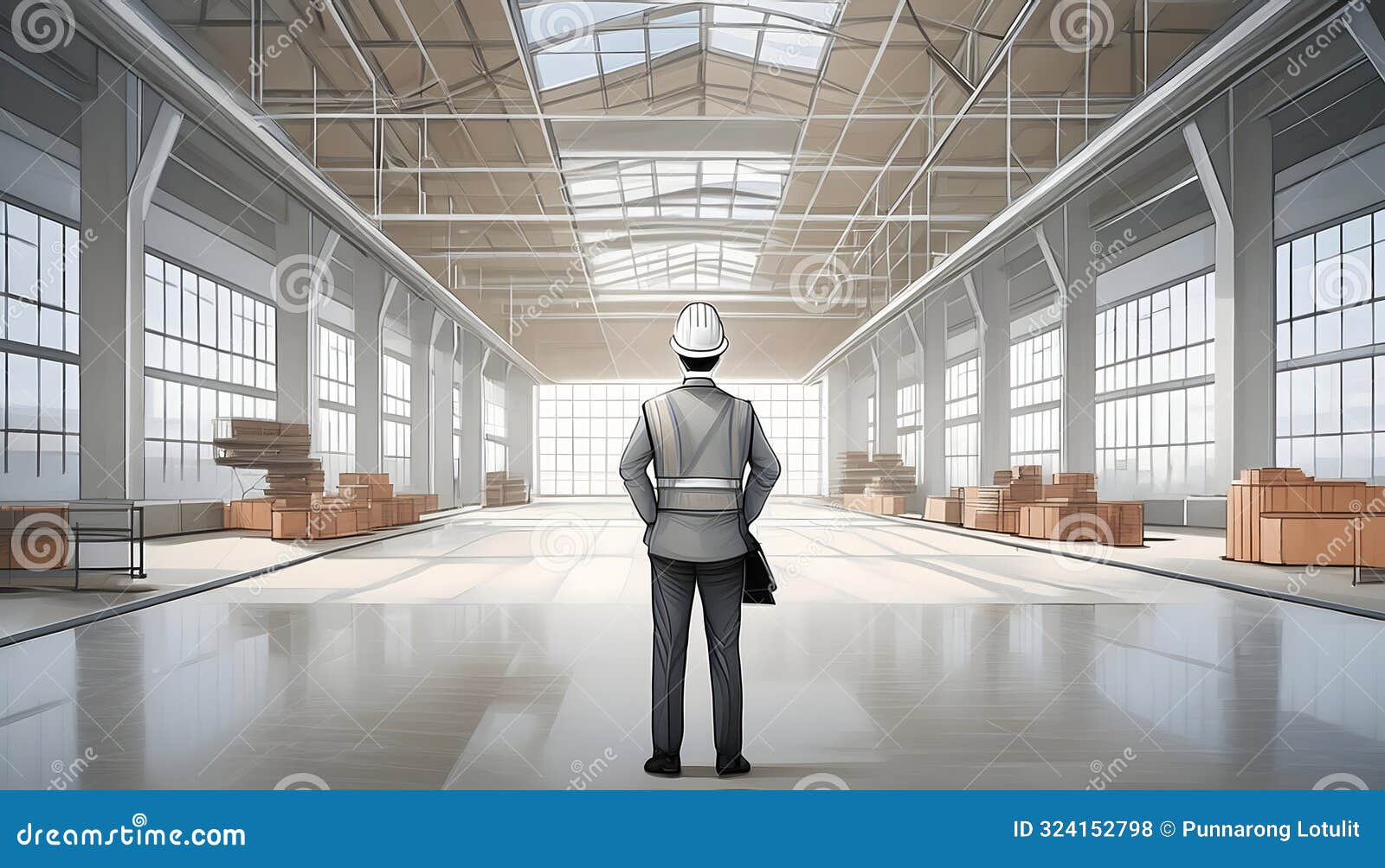 Construction Manager-architect in an Empty Office Space on Generative ...
