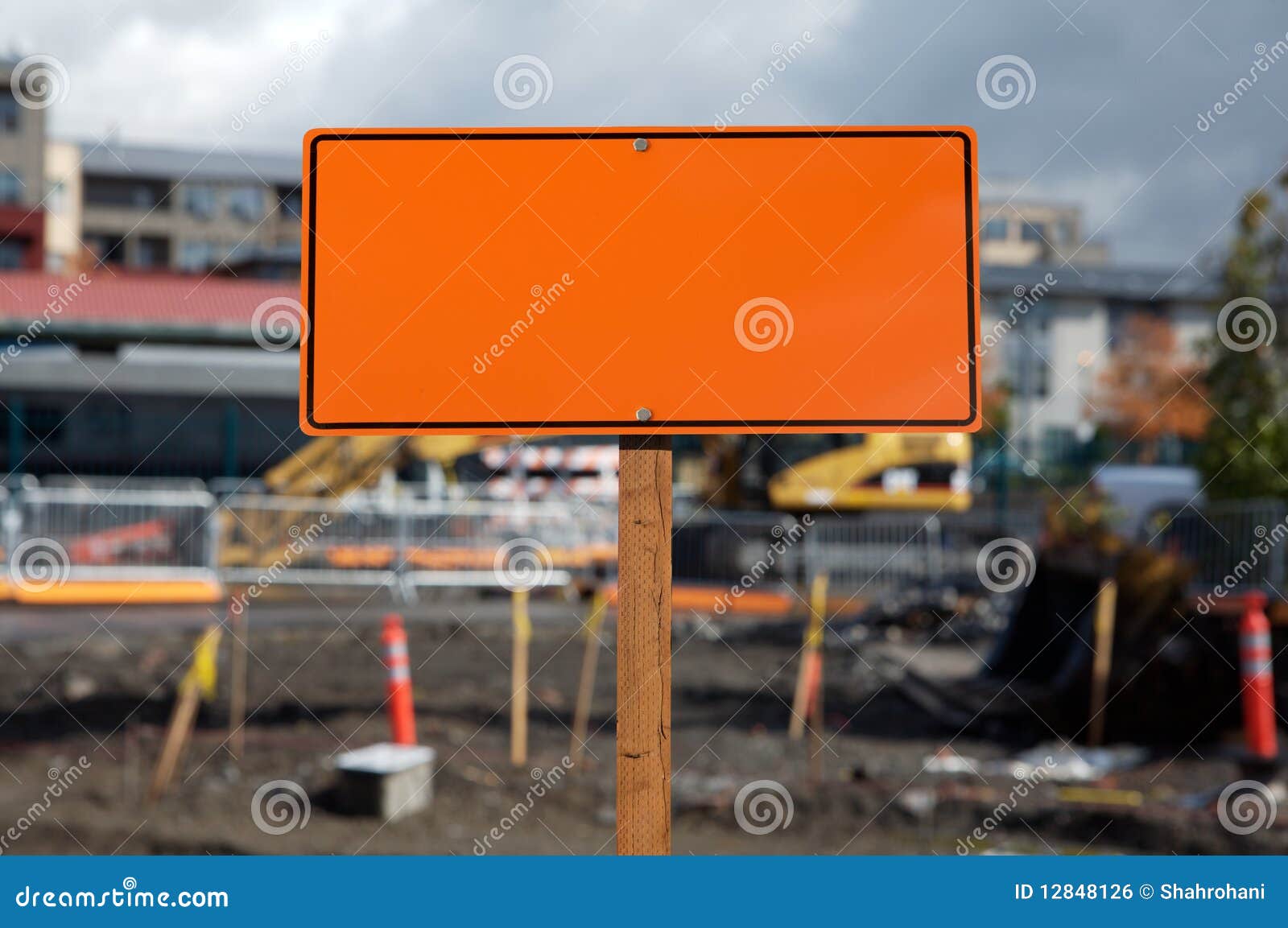 Blank Orange Construction Sign