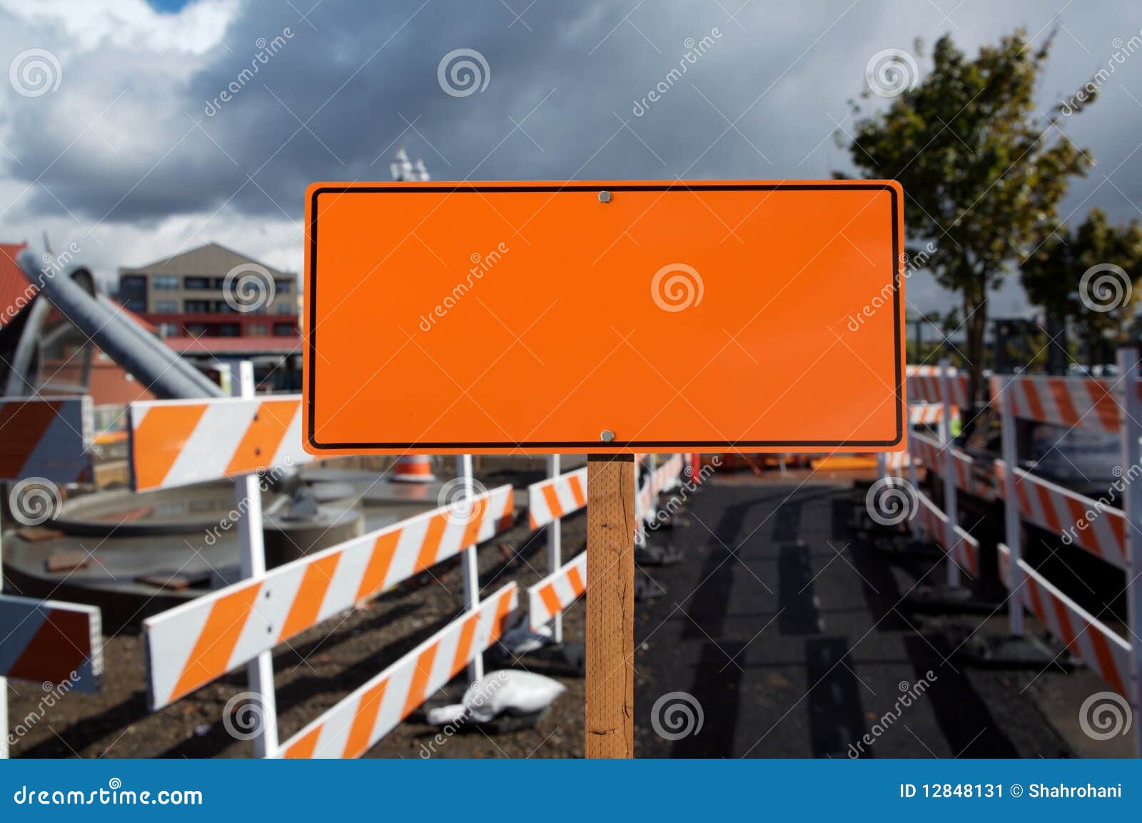 Blank construction sign stock image. Image of blank, traffic - 12848131