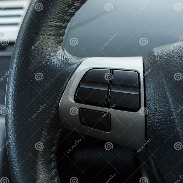 Blank Control Button on Car Steering Wheel Used Stock Image - Image of ...