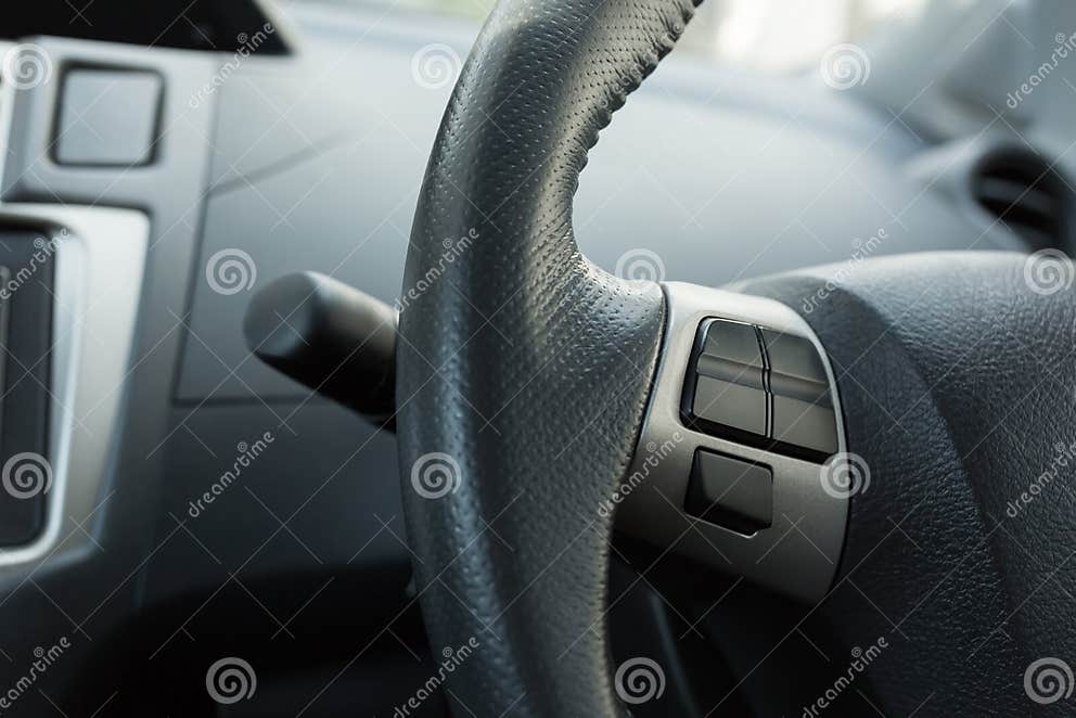 Blank Control Button on Car Steering Wheel Used Stock Image - Image of ...