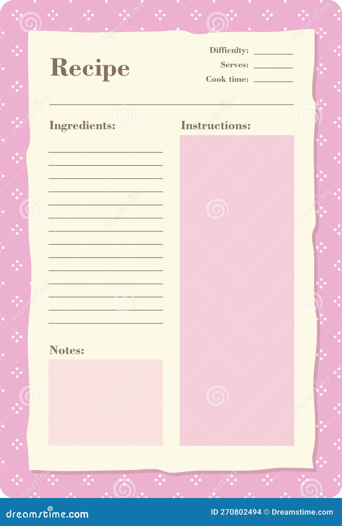 Blank Cooking Template for Recipe Stock Vector - Illustration of guide ...