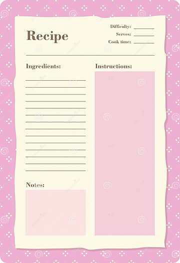 Blank Cooking Template for Recipe Stock Vector - Illustration of guide ...
