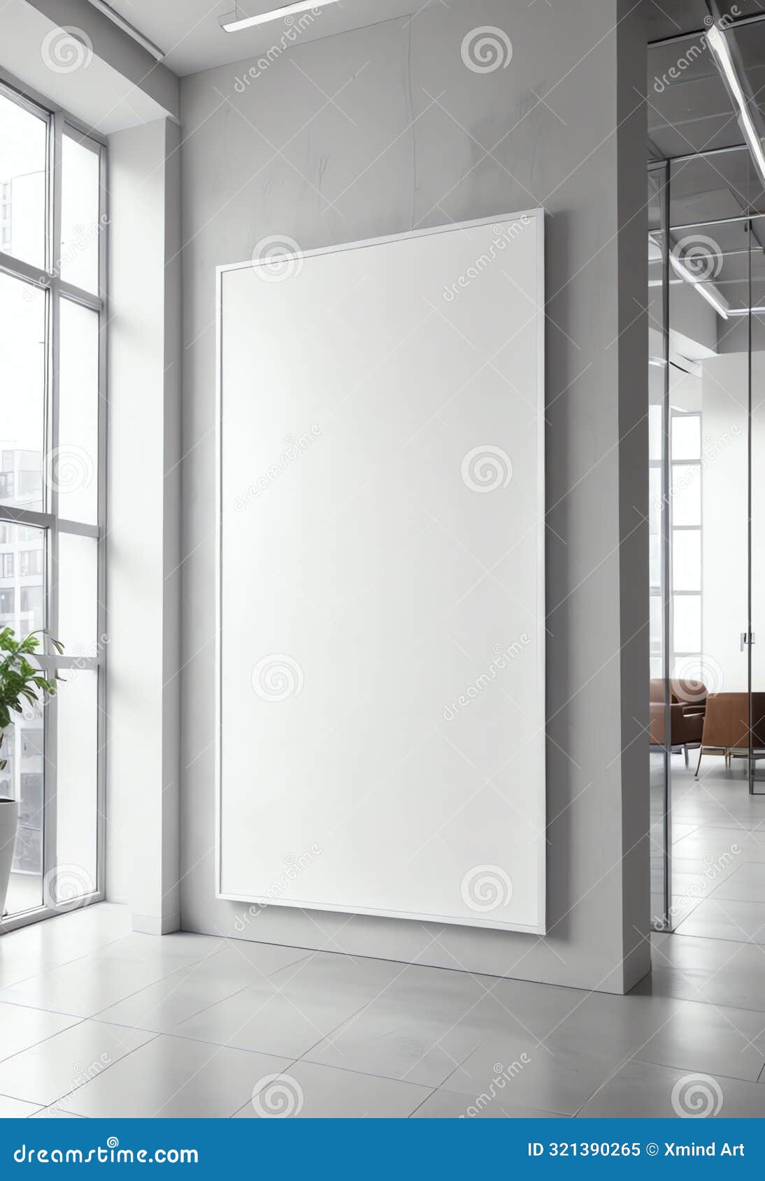 Blank Copy Space Poster Frame on Office Lobby Stock Illustration ...