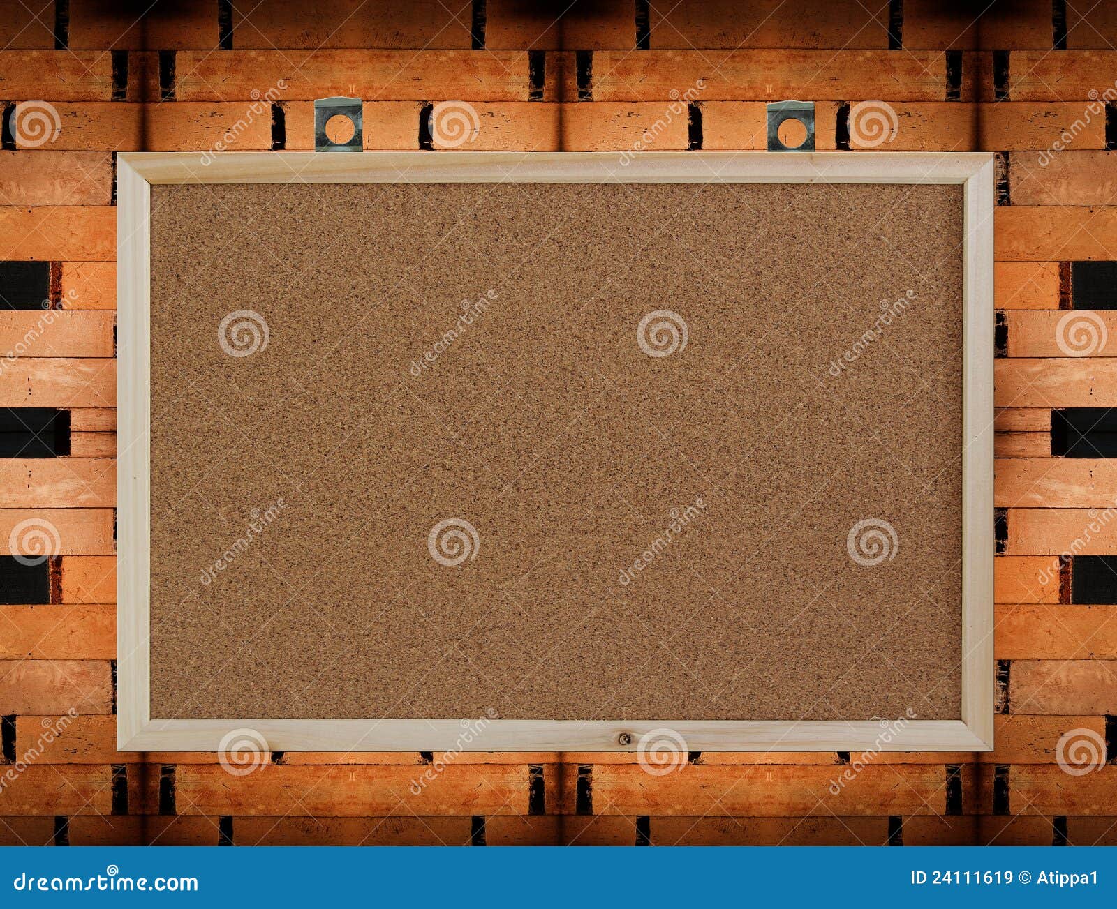 Blank Cork Board on Wooden Wall Stock Image - Image of business ...