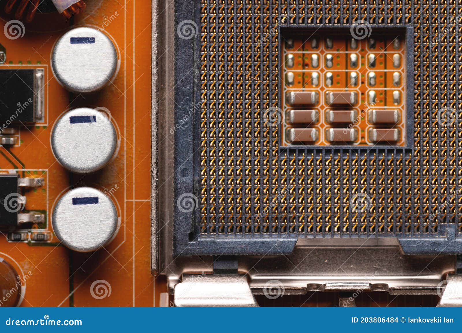 Blank Cpu Cpu Socket with Pins on Motherboard in Yellow Color Close-up ...