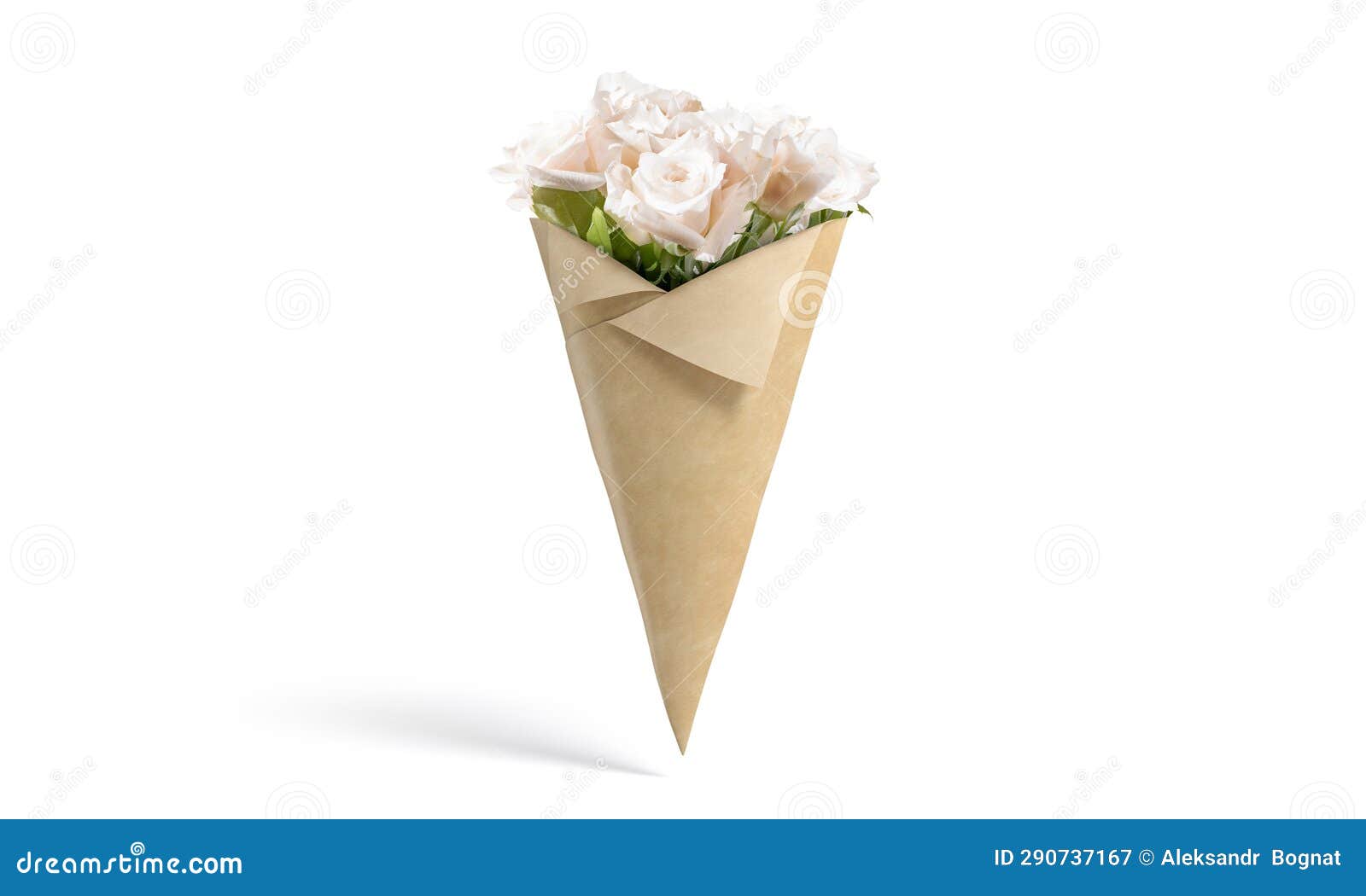 Blank Craft Flowers Packaging Cone Wrap Mockup, Front View Stock ...