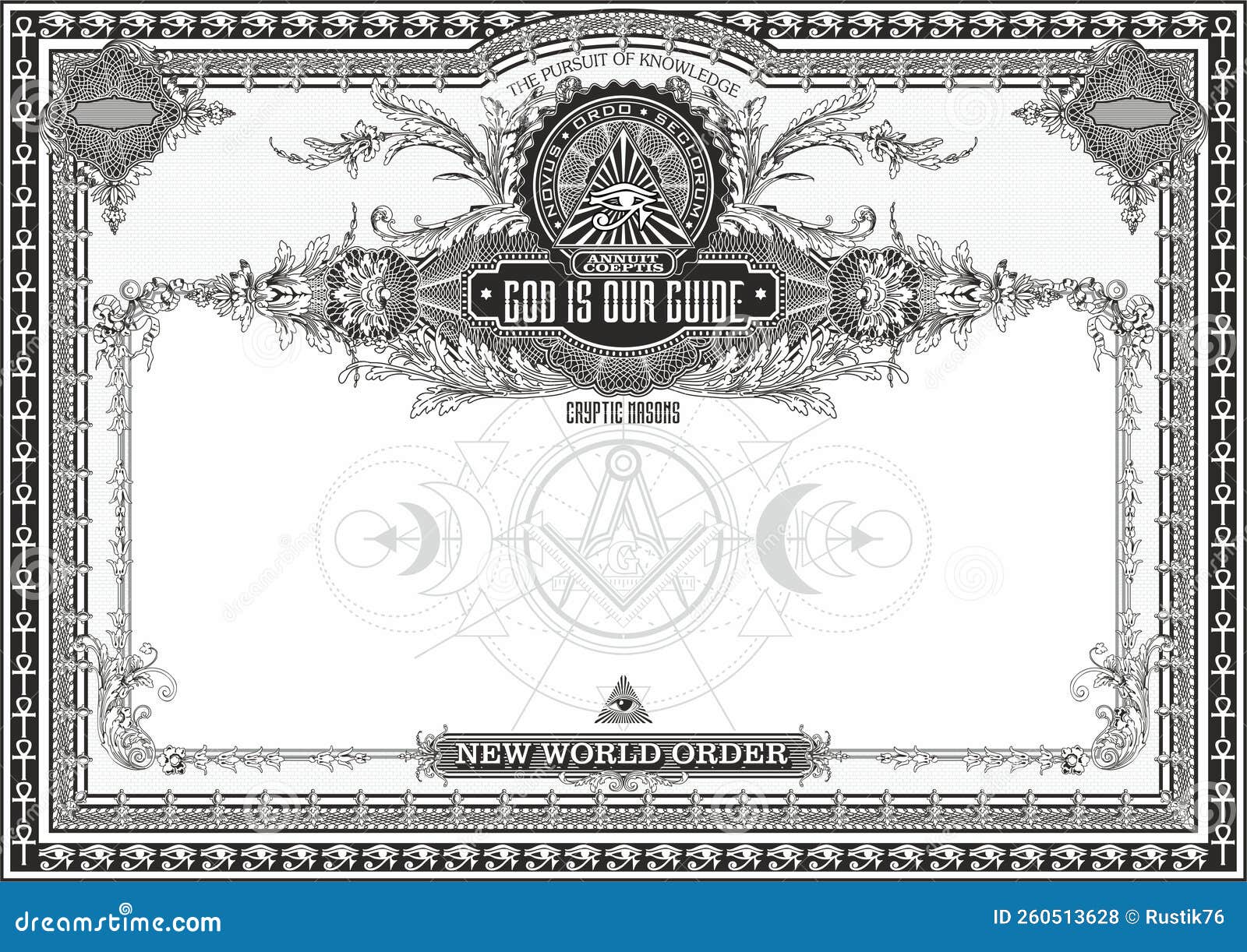 Horizontal Form with Masonic Symbols for Creating Certificates ...
