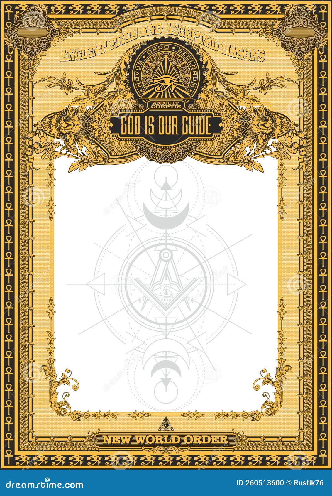 Vertical Form with Masonic Symbols for Creating Certificates, Diplomas ...