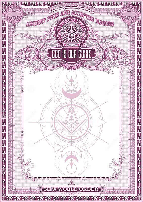 Vertical Form with Masonic Symbols for Creating Certificates, Diplomas ...