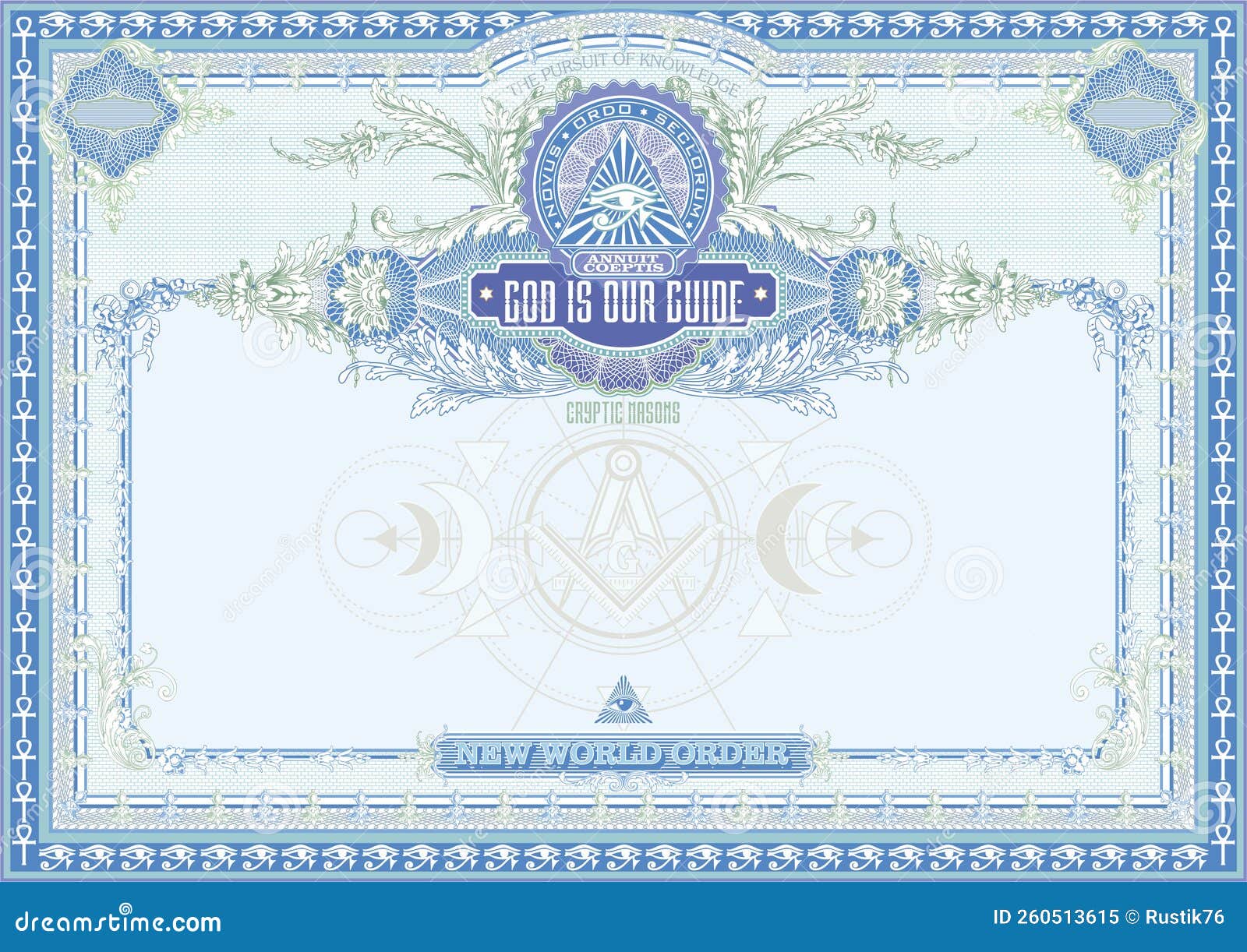 Vertical Form with Masonic Symbols for Creating Certificates, Diplomas ...