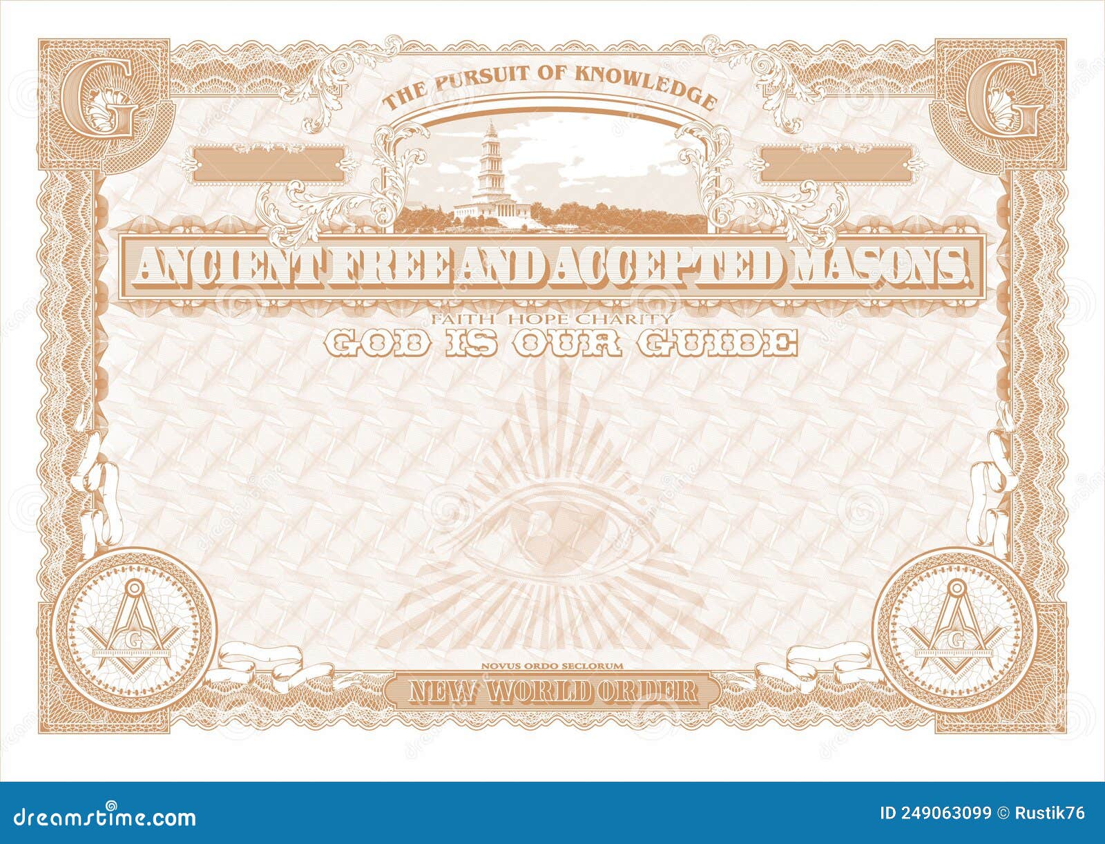Horizontal Masonic Certificate Red Stock Illustration - Illustration of ...