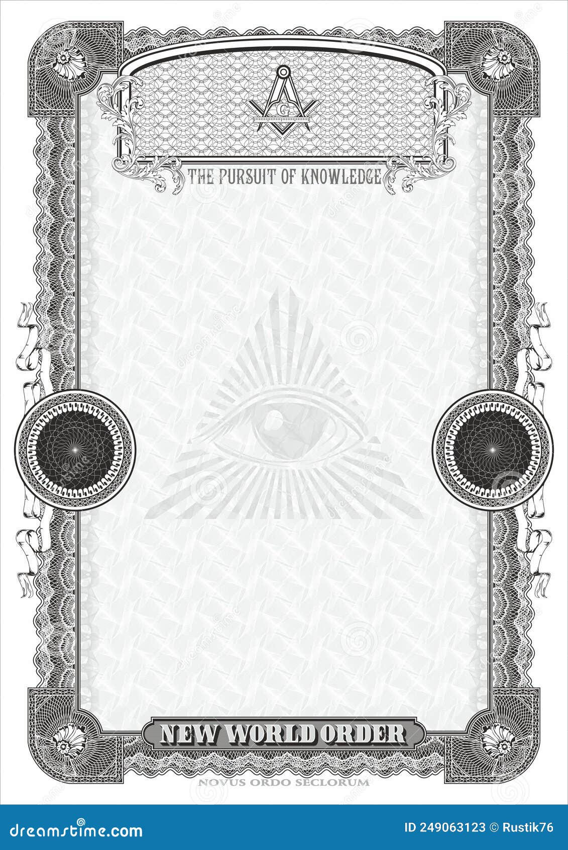 Vertical Form for Creating a Masonic Certificate Black Stock ...