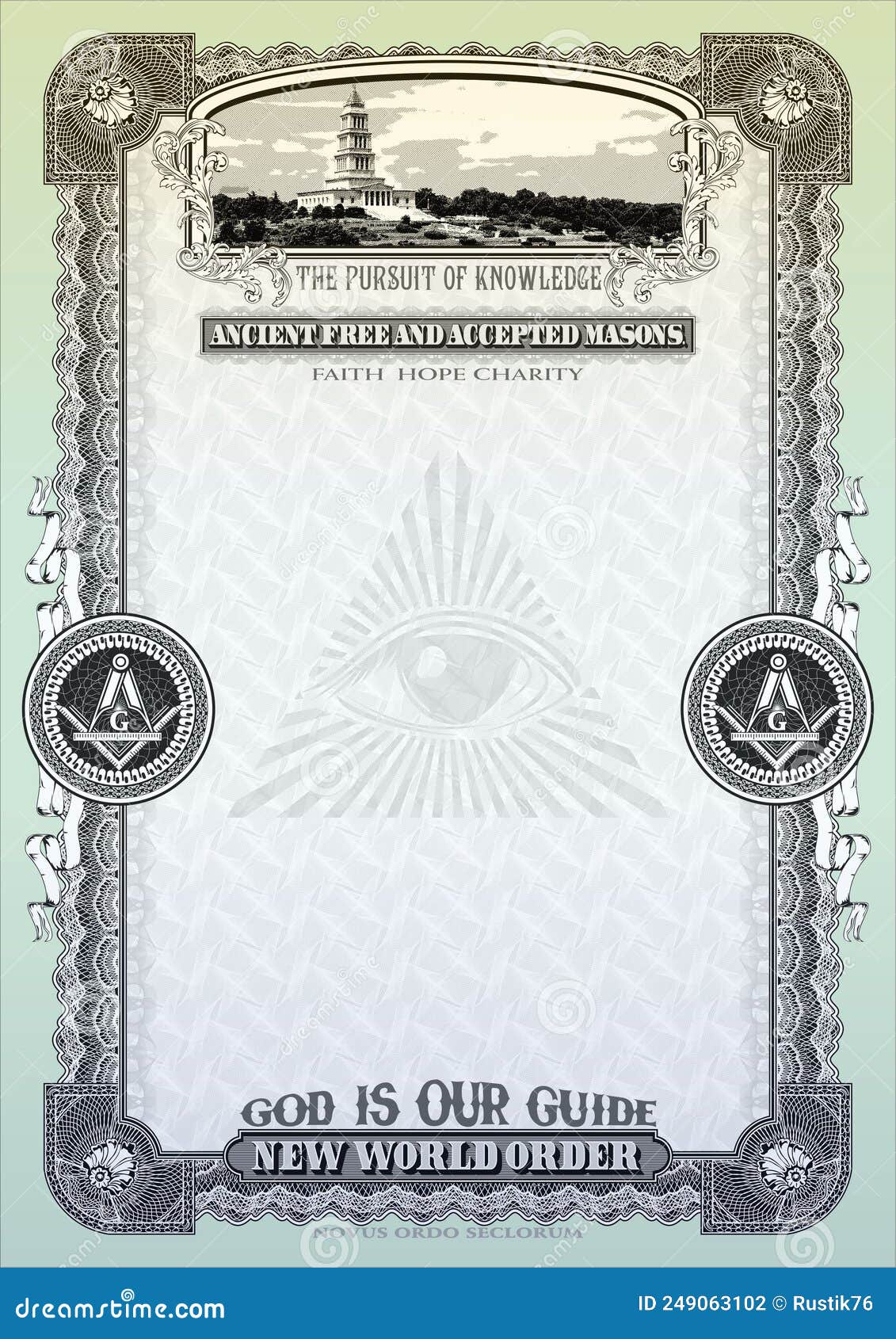 Vertical Masonic Certificate Multicolor Stock Illustration ...