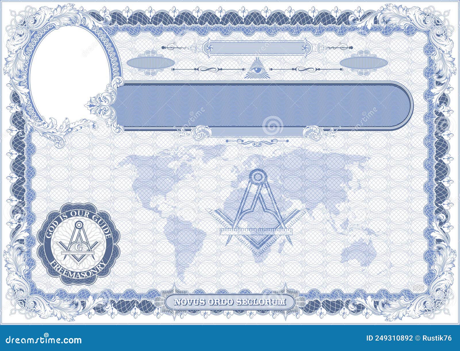 Blank for Creating a Masonic Document Format A4. Blue Stock ...