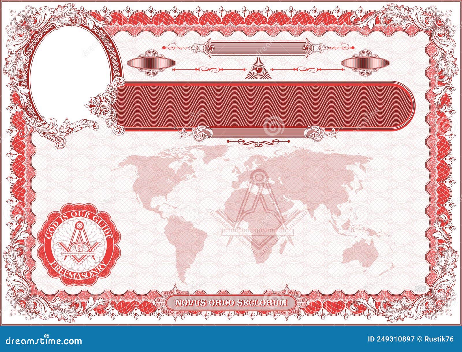 Blank for Creating a Masonic Document Format A4. Red Stock Illustration ...
