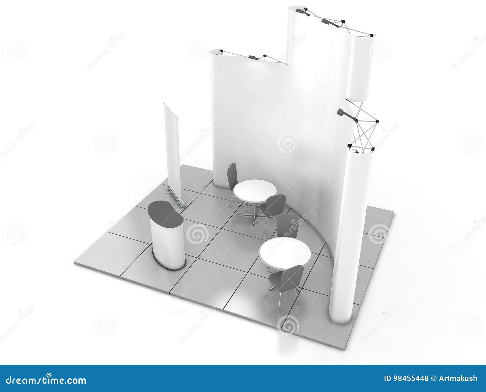 Blank Creative Exhibition Stand Design with Color Shapes. Booth ...