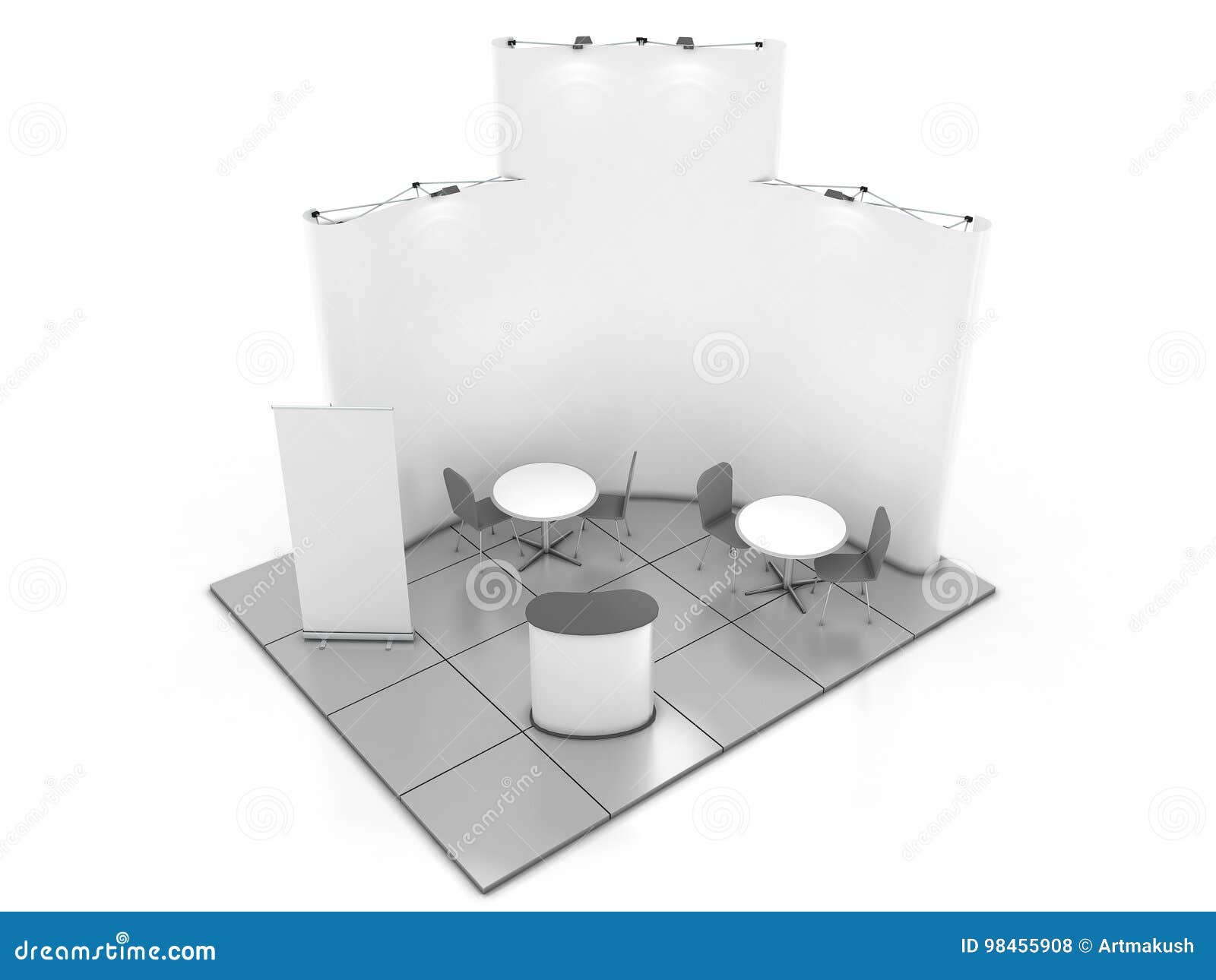 Blank Creative Exhibition Stand Design with Color Shapes. Booth ...