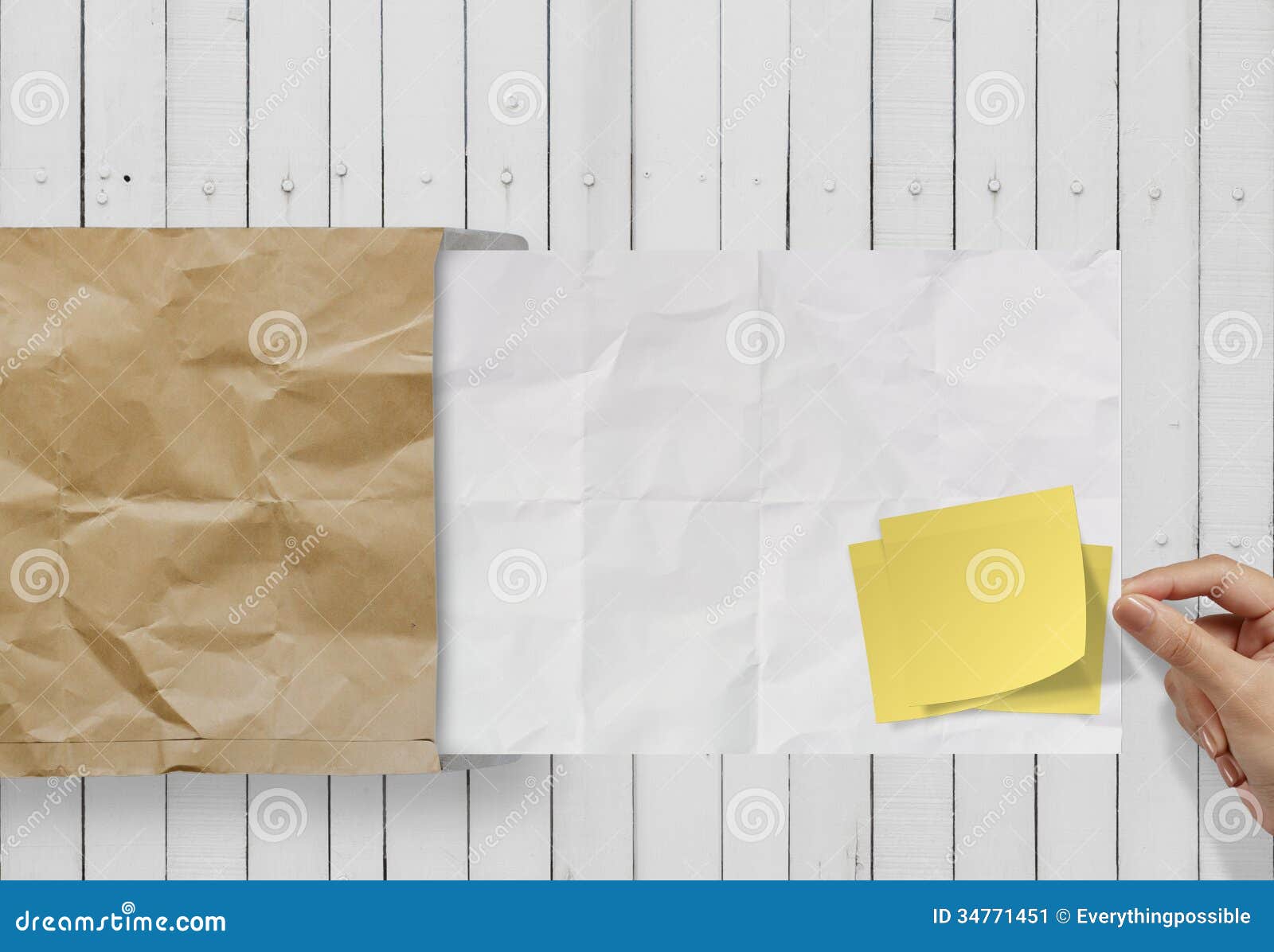Blank Crumpled Sticky Note Paper on Texture Paper Stock Image - Image ...